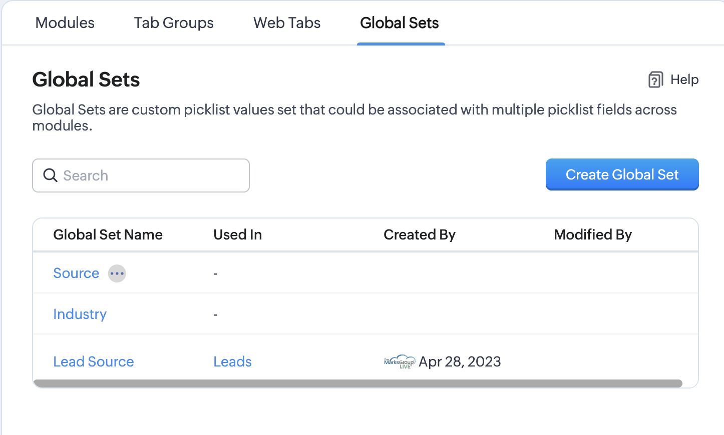 New! Global Sets In Zoho CRM - The Marks Group | Small Business Consulting | CRM Consultancy